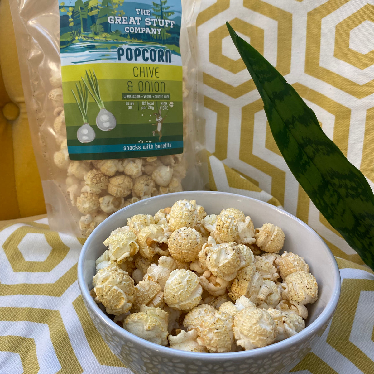 Chive & Onion Popcorn with Olive Oil (large mushroom size)- 50g pouch ...
